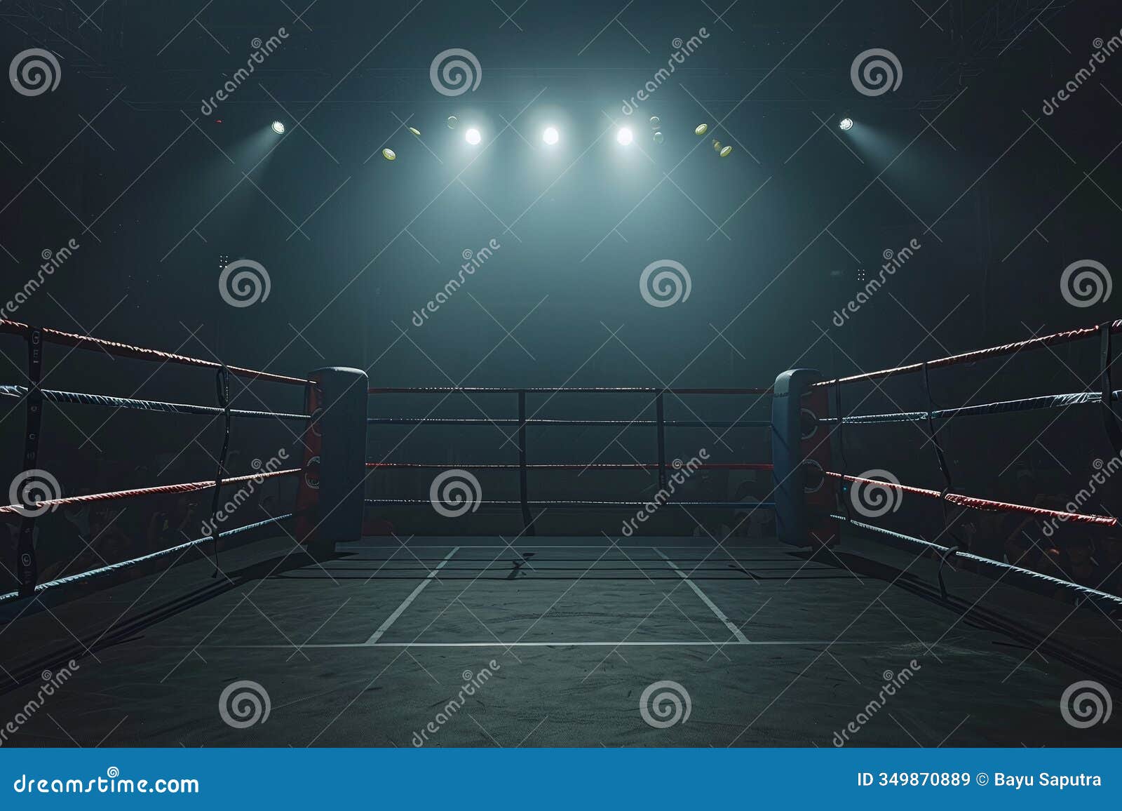 Ai Generative Boxing Ring with Spotlights Stock Illustration ...