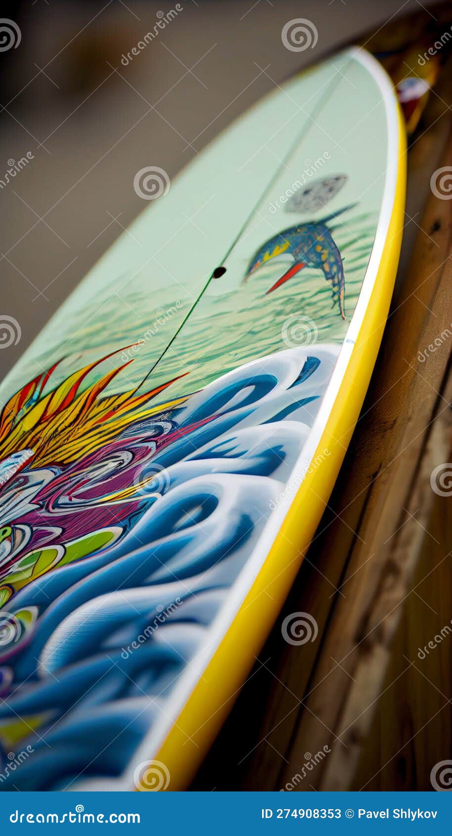 Ai Generative Close-up of a Drawing on a Surfboard Stock Illustration ...