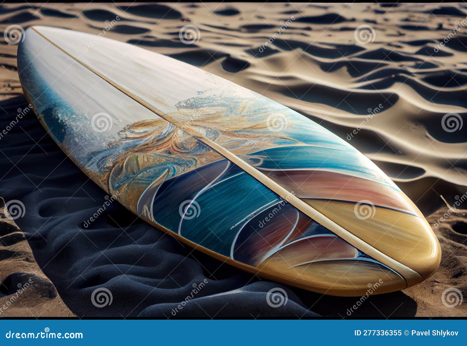 Ai Generative Close-up of a Drawing on a Surfboard Stock Illustration ...