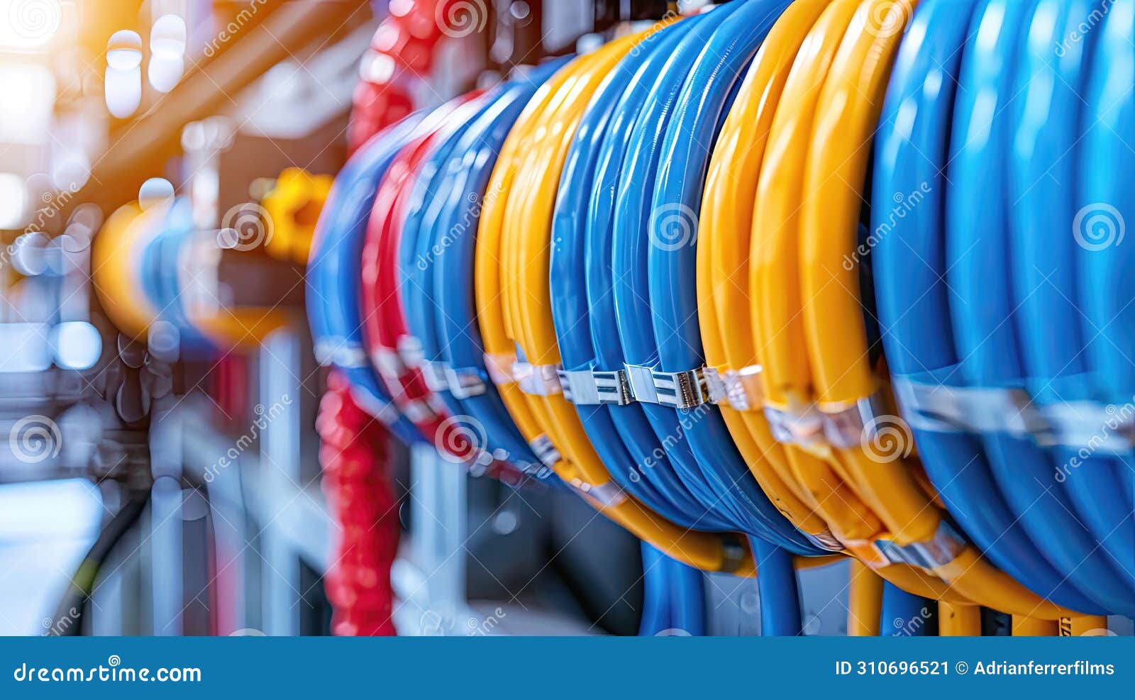 Colorful Network Cables Organized on a Rack in a Server Room. Stock ...