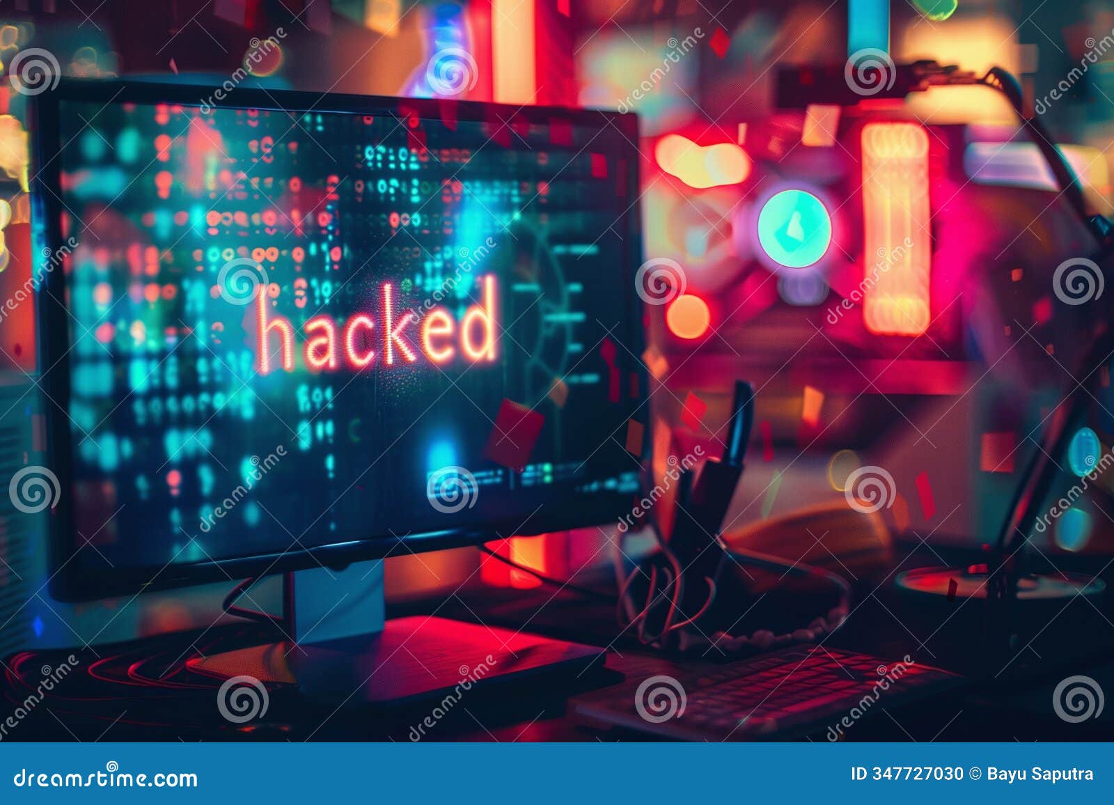 Ai Generative Computer Screen that Says Hacked Stock Illustration ...