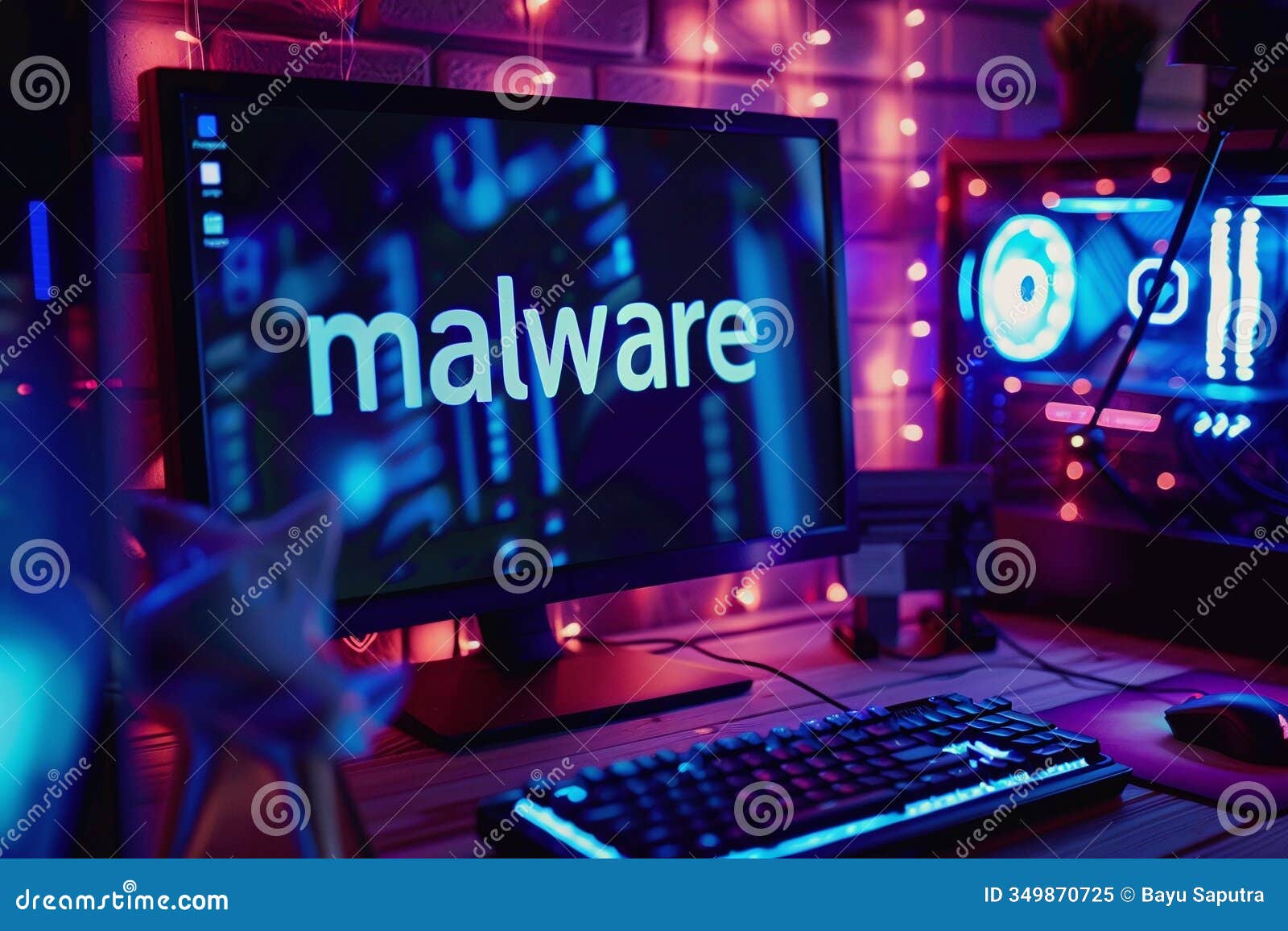 Ai Generative Computer Screen with Word Malware Stock Illustration ...