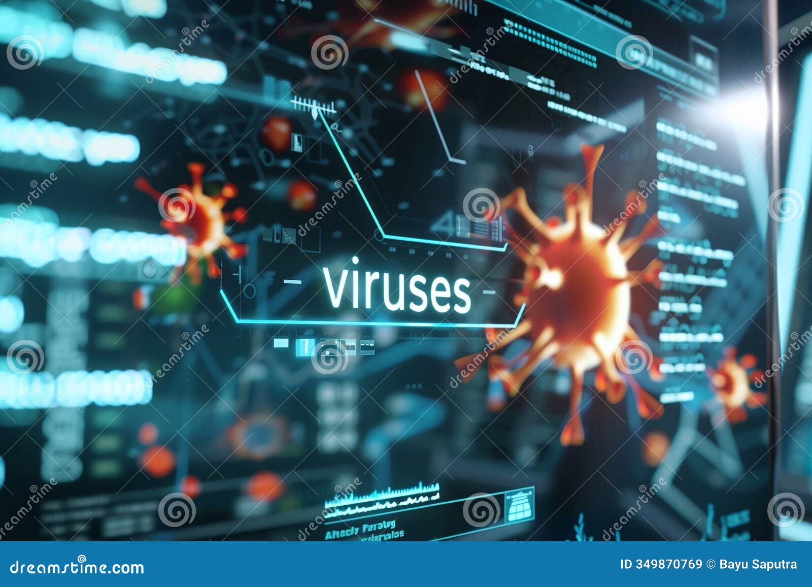 Ai Generative Computer Screen with Word Viruses Stock Illustration ...