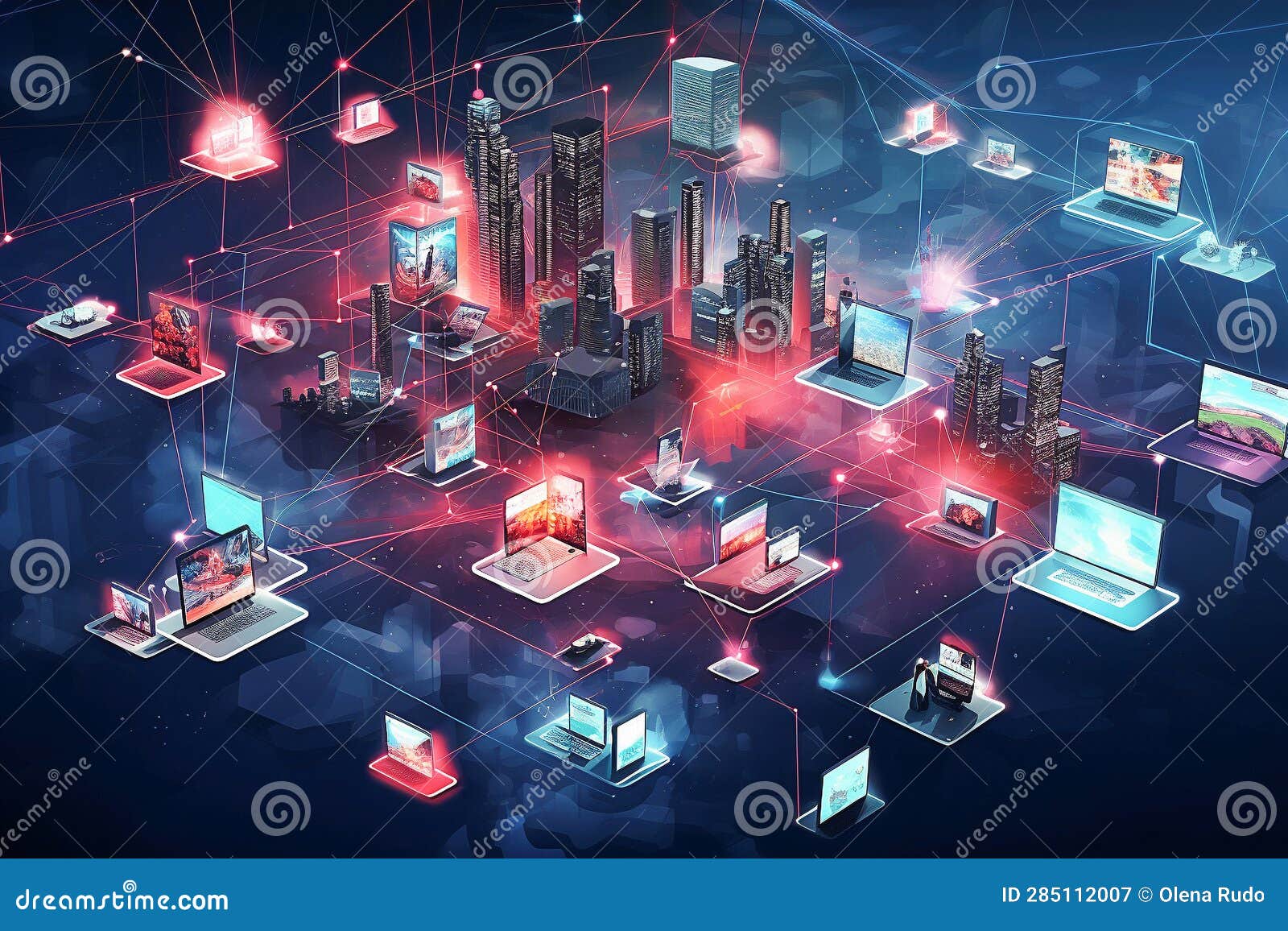 Ai Generative. Creative Visual of Technology Network Stock Illustration ...
