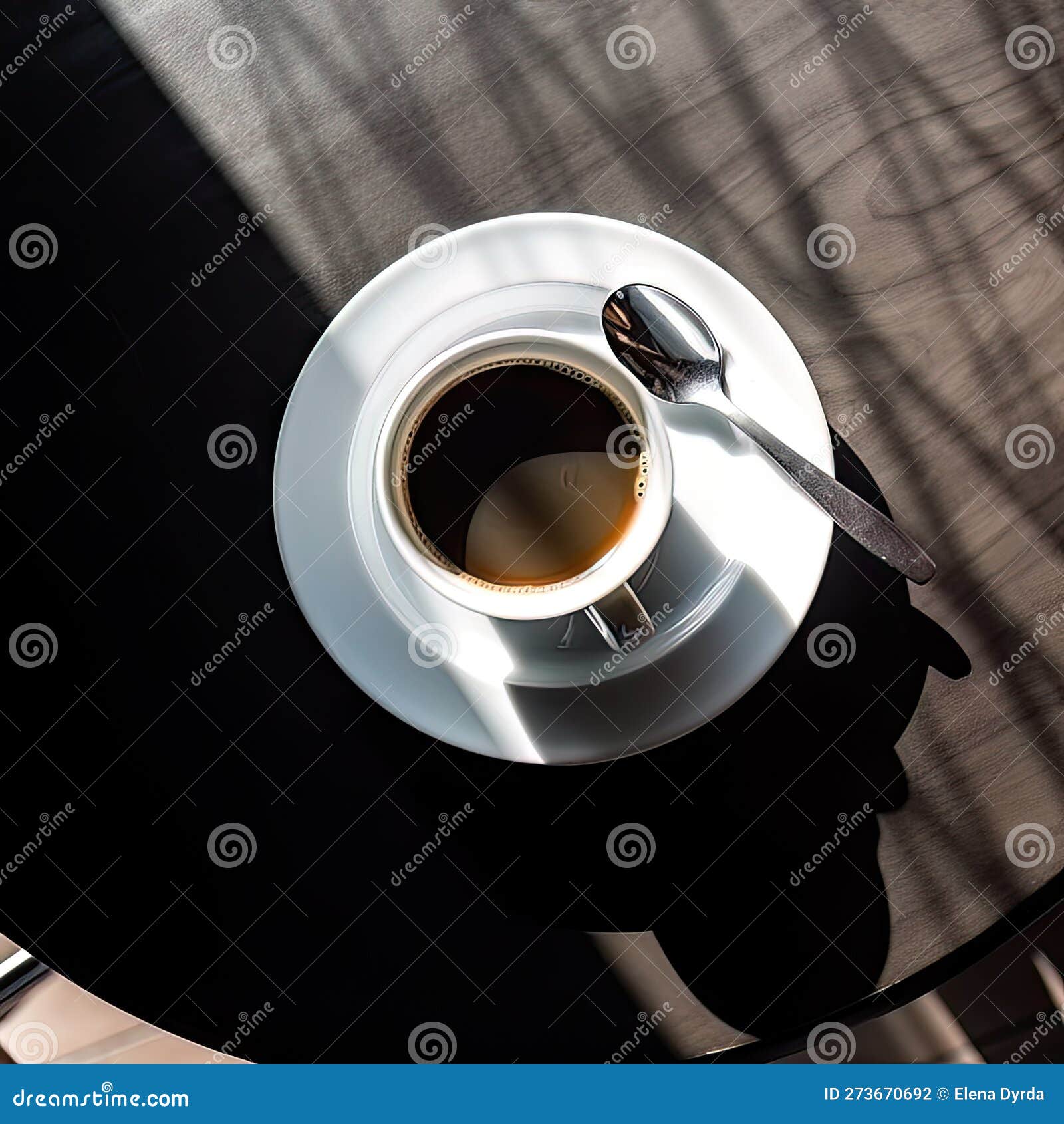 AI Generative Cup of Coffee on the Table in a Cafe. View from Above ...