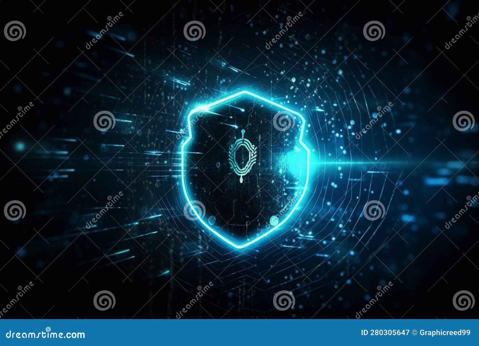 Ai Generative Cyber Security Concept on Blue Background 3D Rendering ...