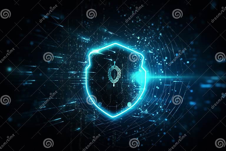 Ai Generative Cyber Security Concept on Blue Background 3D Rendering ...