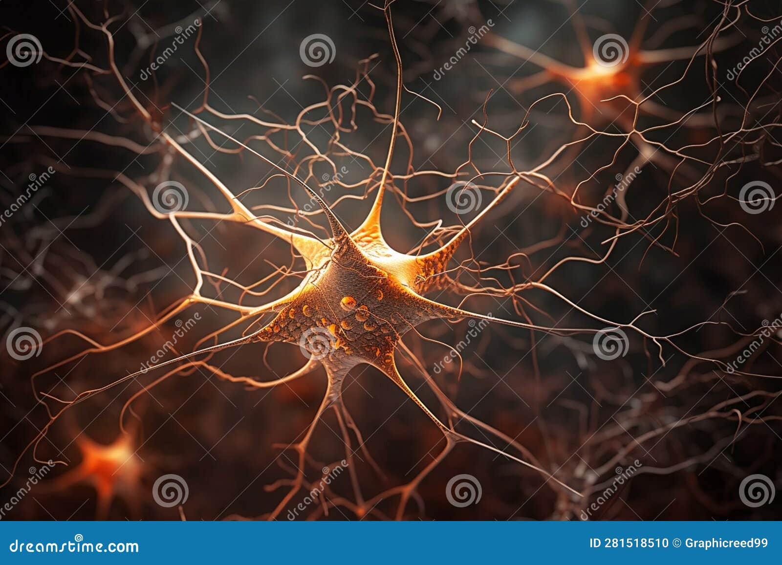 Ai Generative 3d Rendering of Neuron Cell with Neurons in Brain ...