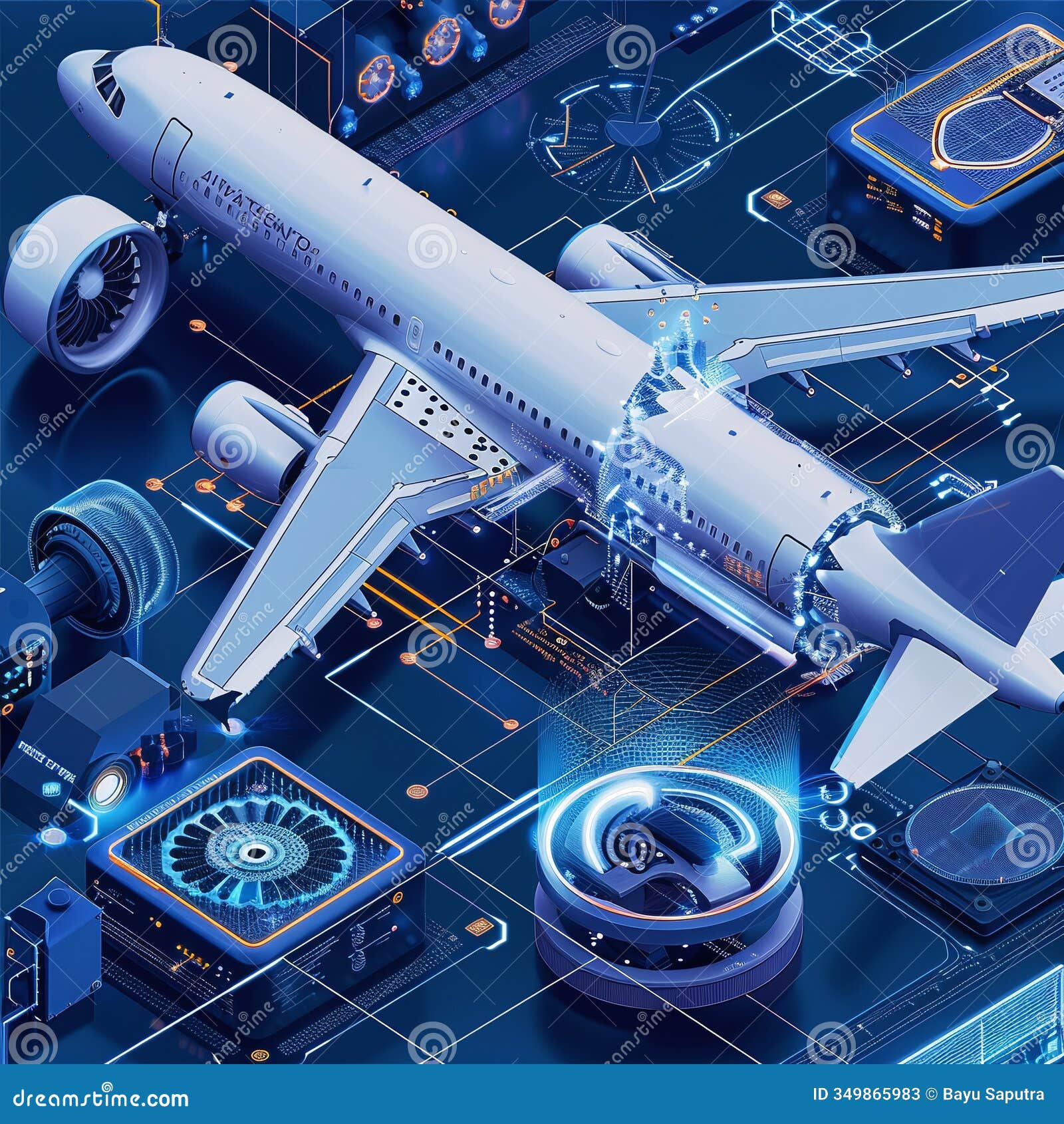 Ai Generative Digital Art Airplane Components Presentation Stock Image ...