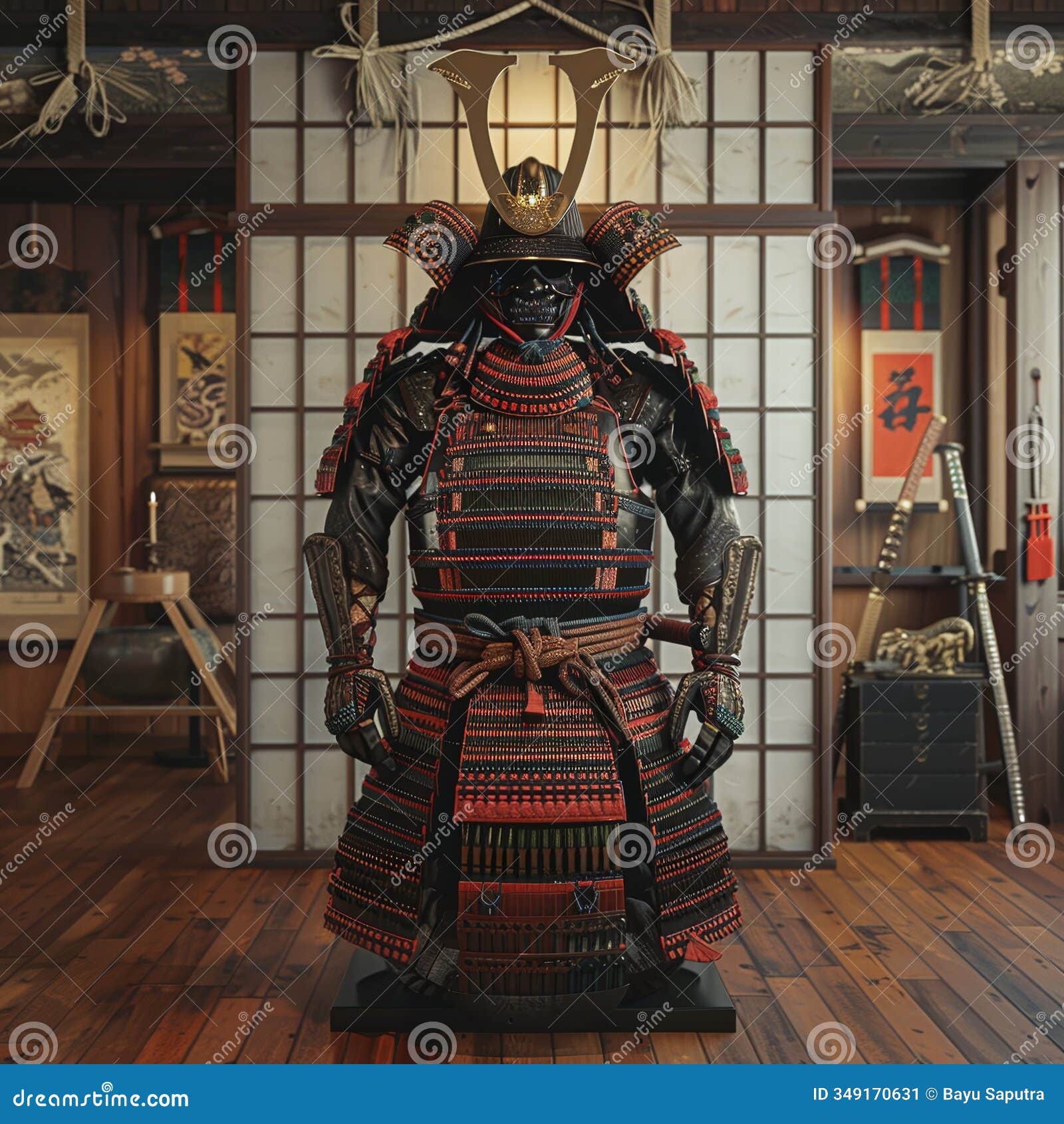 Ai Generative Display Of Complete Samurai Armor Stock Photography ...