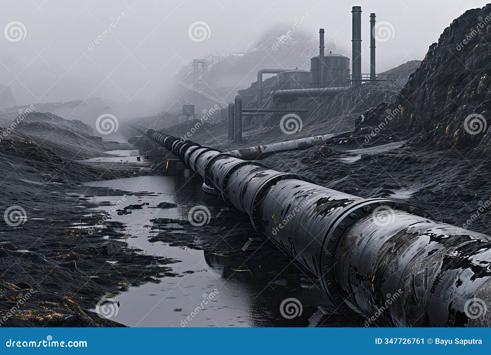 Ai Generative Factory Waste Discharge Pipe into the River Stock ...
