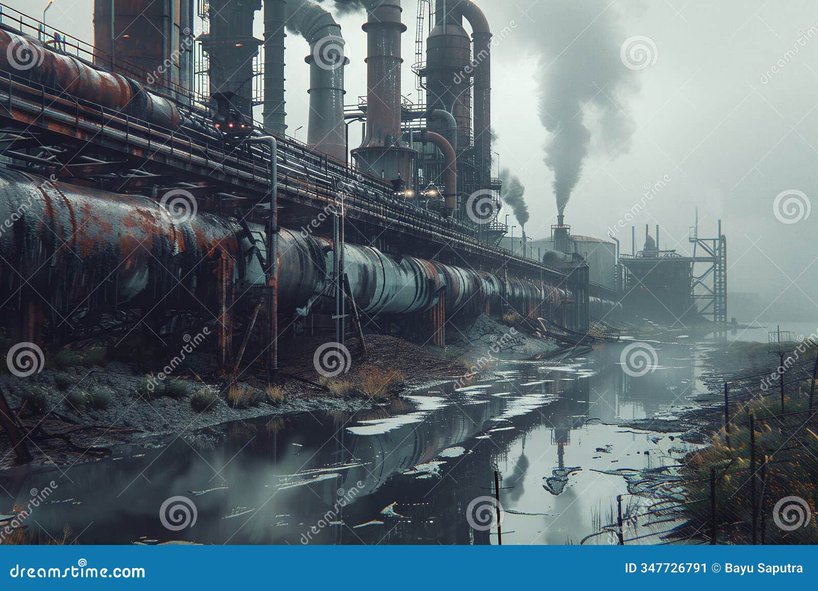Ai Generative Factory Waste Discharge Pipe into the River Stock ...