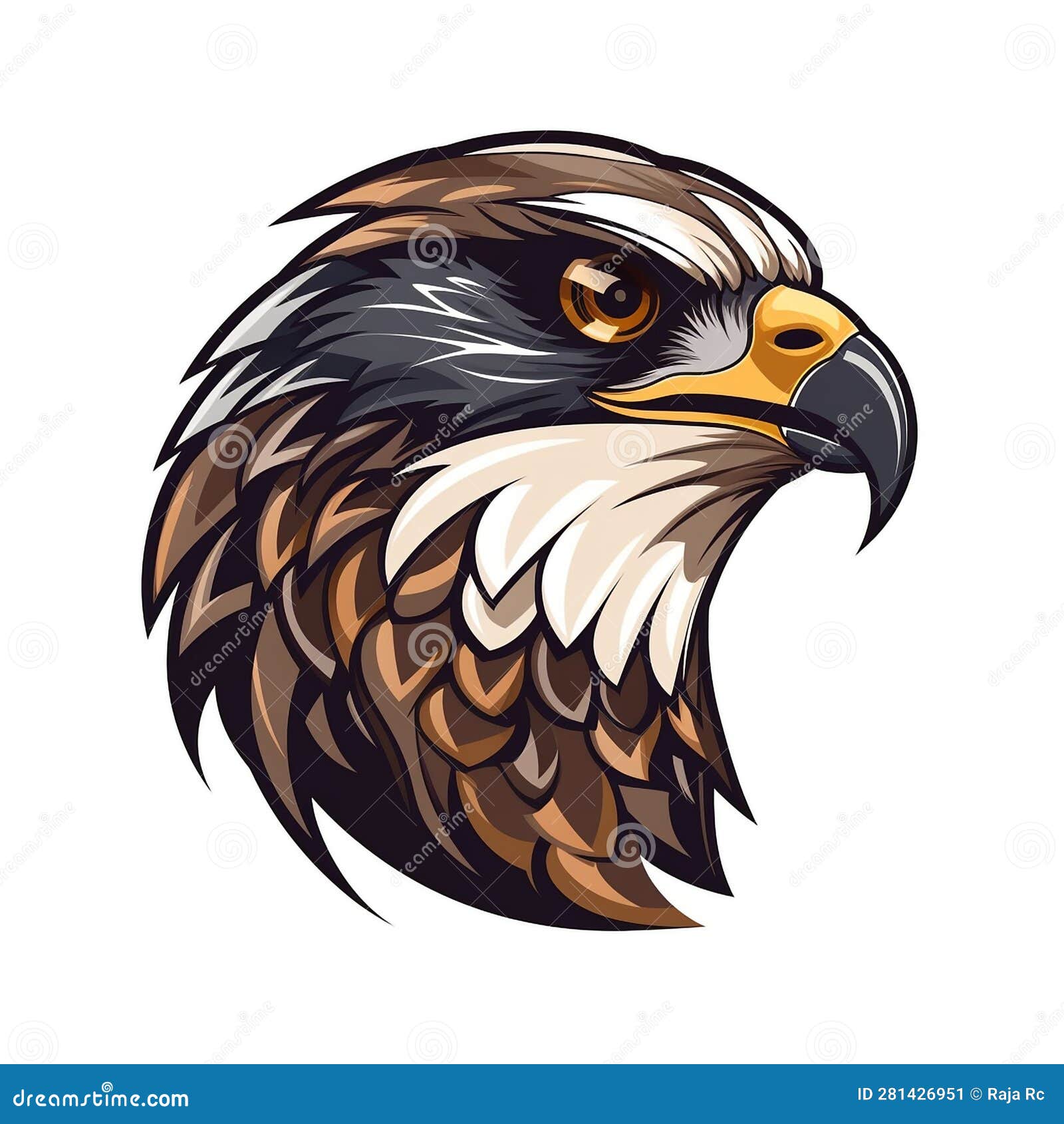 Falcon Logo. Gold Head Of Eagle Circle Symbol . Cartoon Vector ...