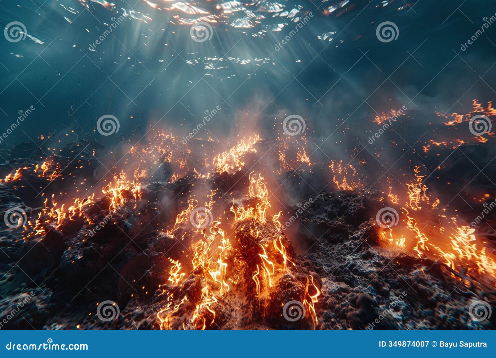 Ai Generative Fire Burning Underwater Stock Illustration - Illustration ...