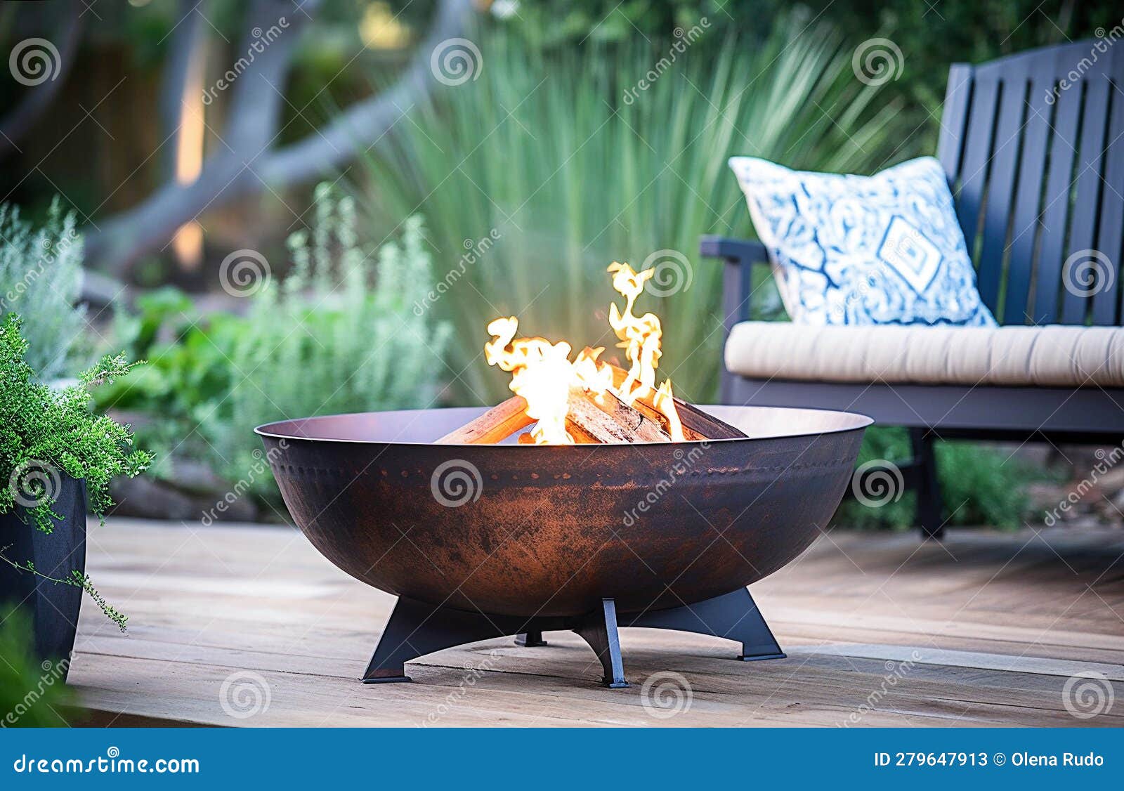 Ai Generative. Fire Pit and Burning Fire Stock Illustration ...