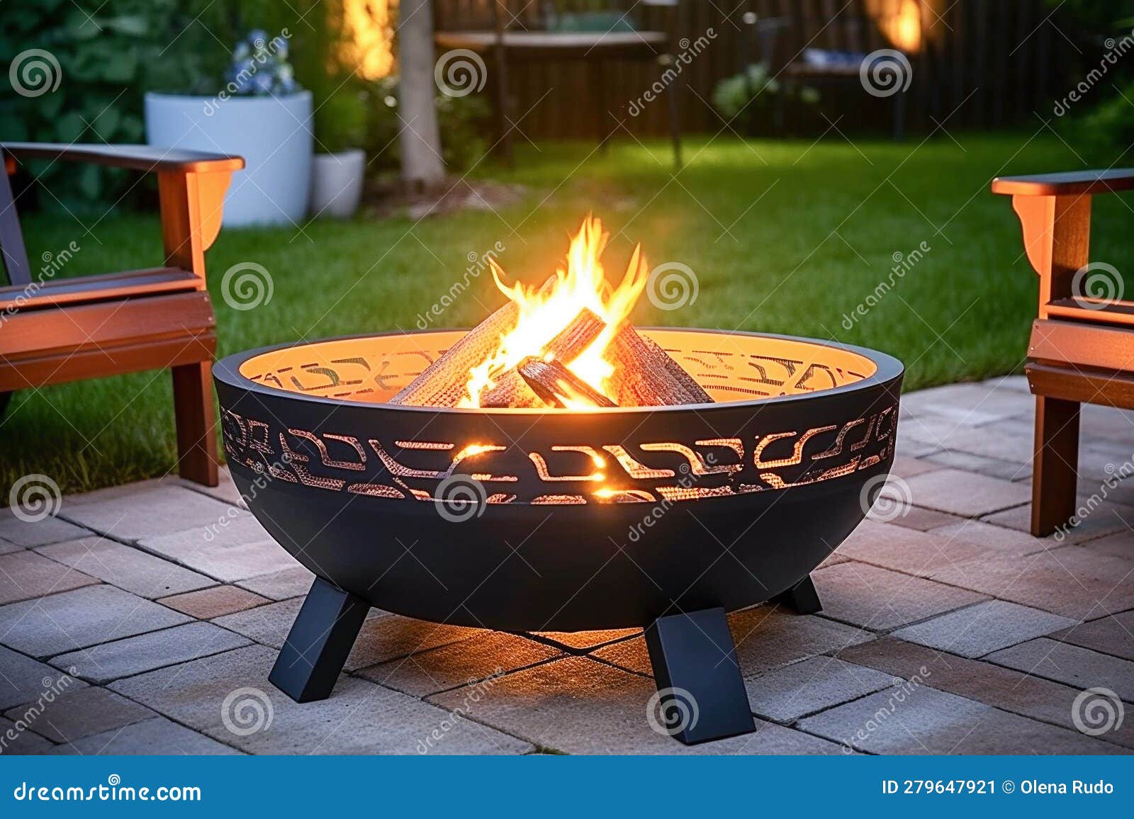 Ai Generative. Fire Pit and Burning Fire Stock Illustration ...