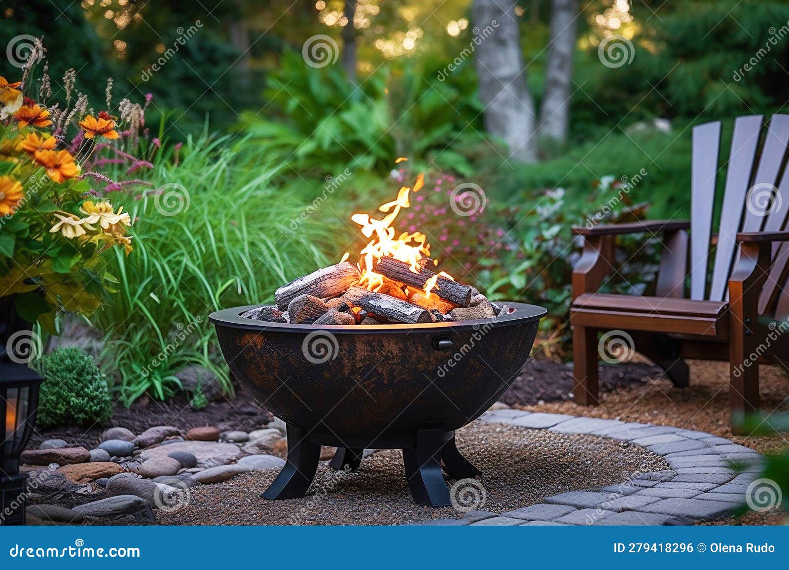 Ai Generative. Fire Pit and Burning Fire I Stock Illustration ...