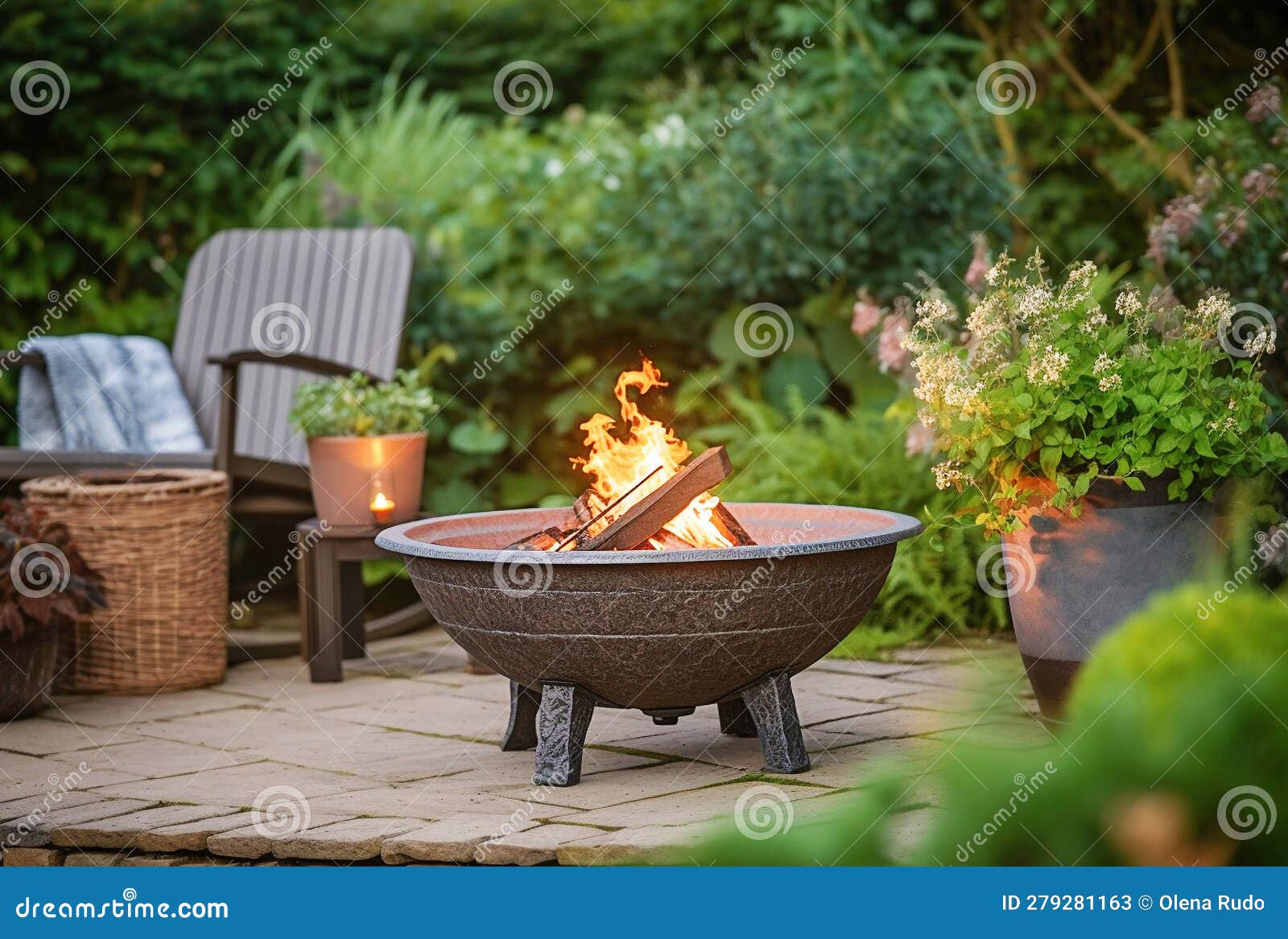 Ai Generative. Fire Pit and Burning Fire I Stock Illustration ...