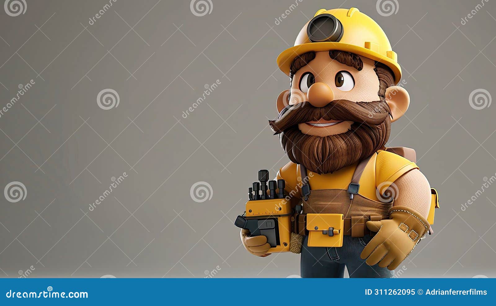 A Friendly Animated Miner Character with Tools, Ready for Work. Stock ...