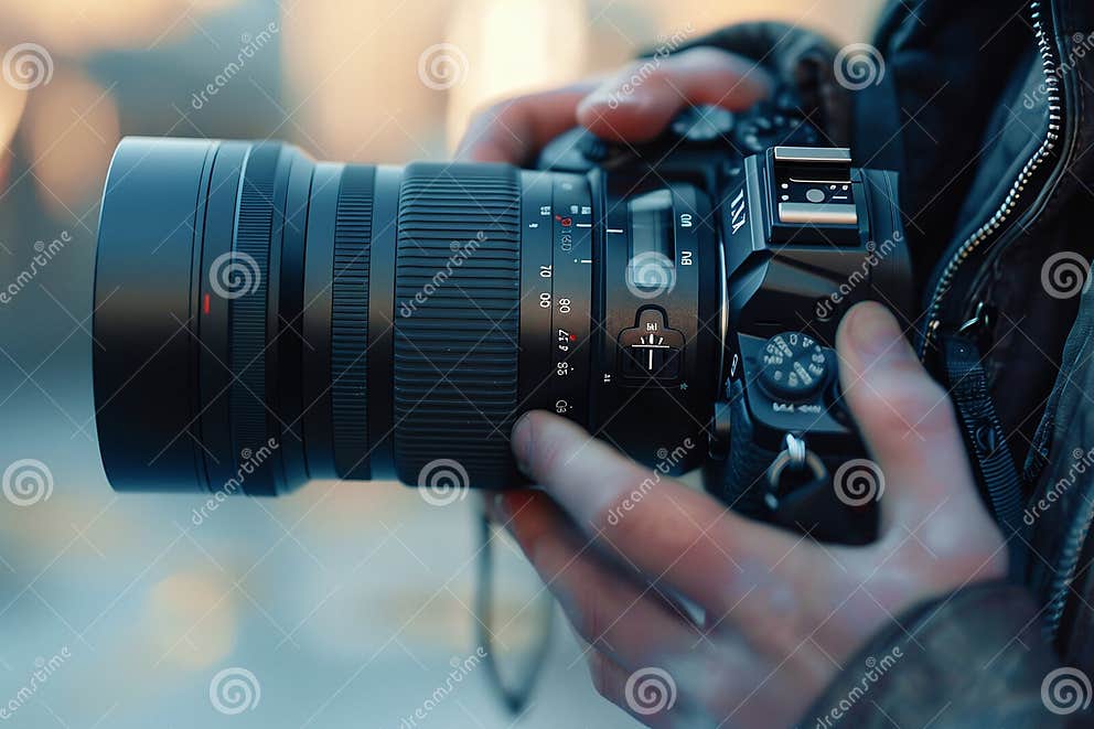 Ai Generative Hand Adjusting Camera Lens Stock Illustration ...
