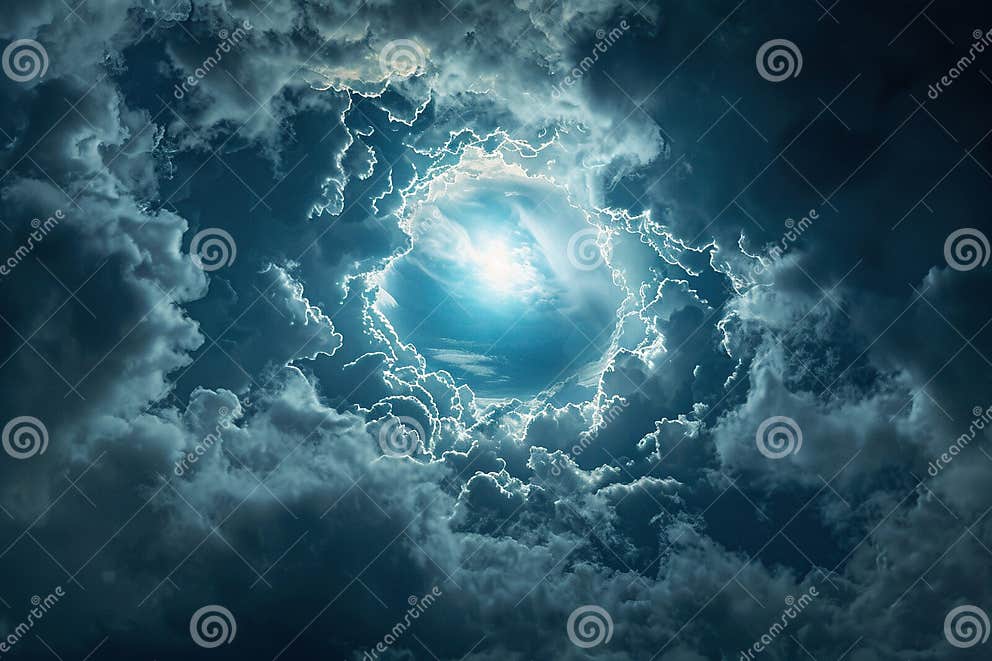 Ai Generative a Hole of Light in the Storm Clouds Stock Photo - Image of gateway, dramatic ...