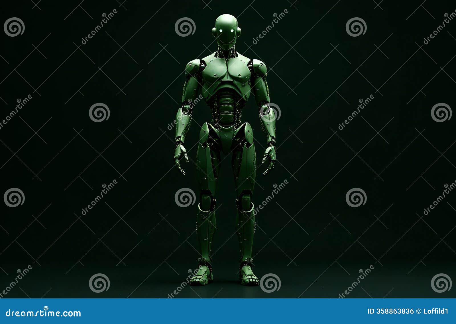 Humanoid Robot Stands in Full Height on Black Background. AI Generative ...