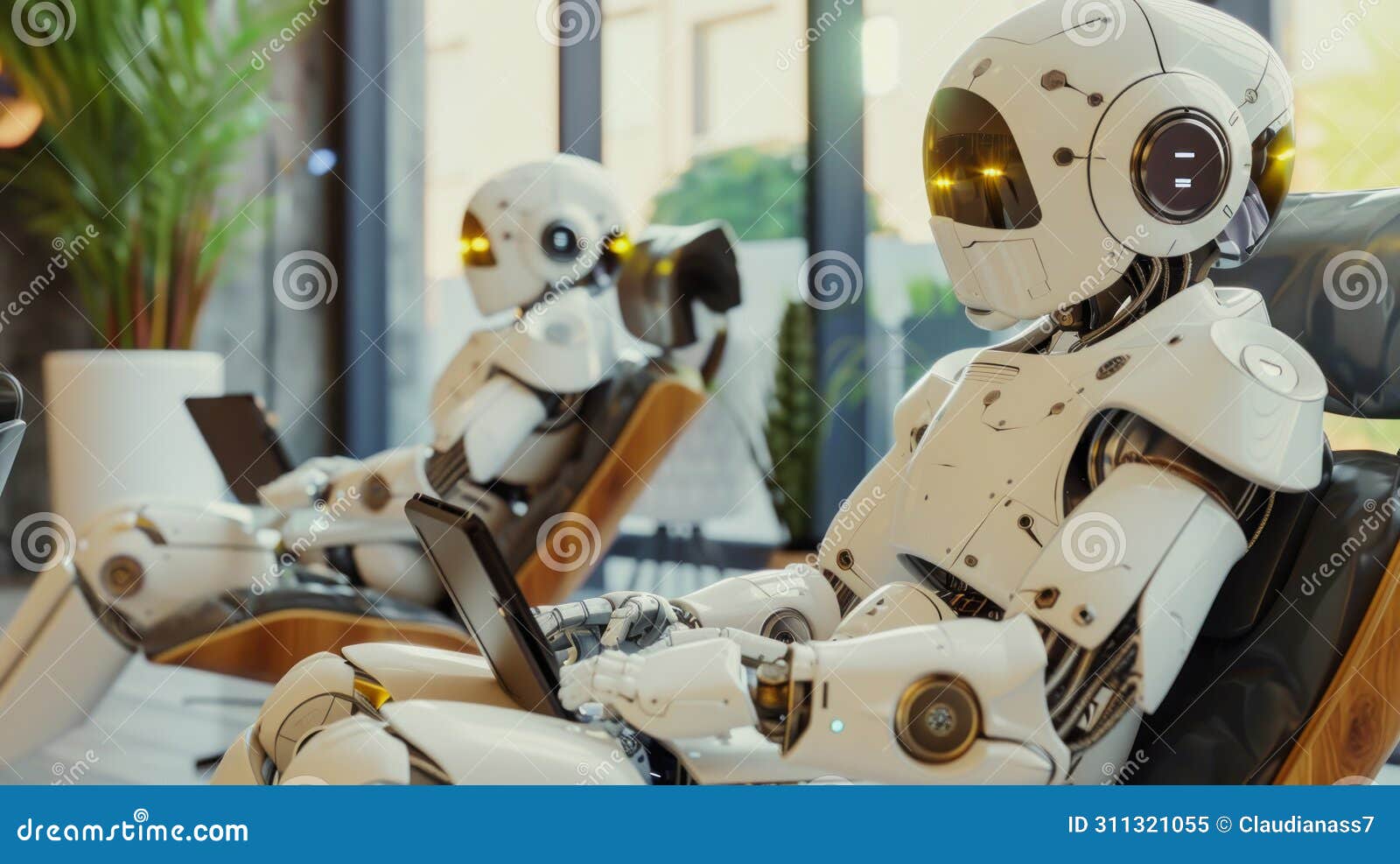 Illustration of High Tech Robots while Working Stock Image - Image of ...