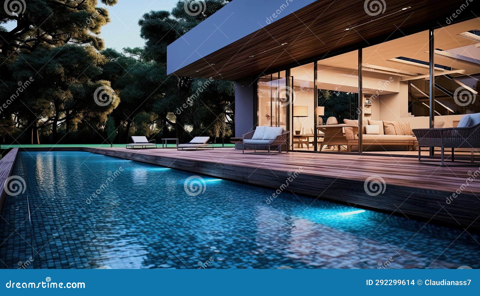 Modern Pool beside Designer Home Stock Photo - Image of residence ...