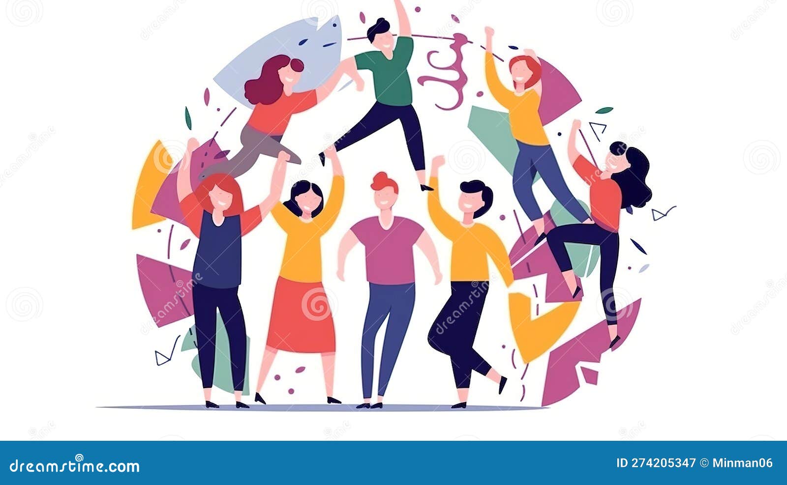 AI Generative Illustration of People Doing Team Activities in a Group ...