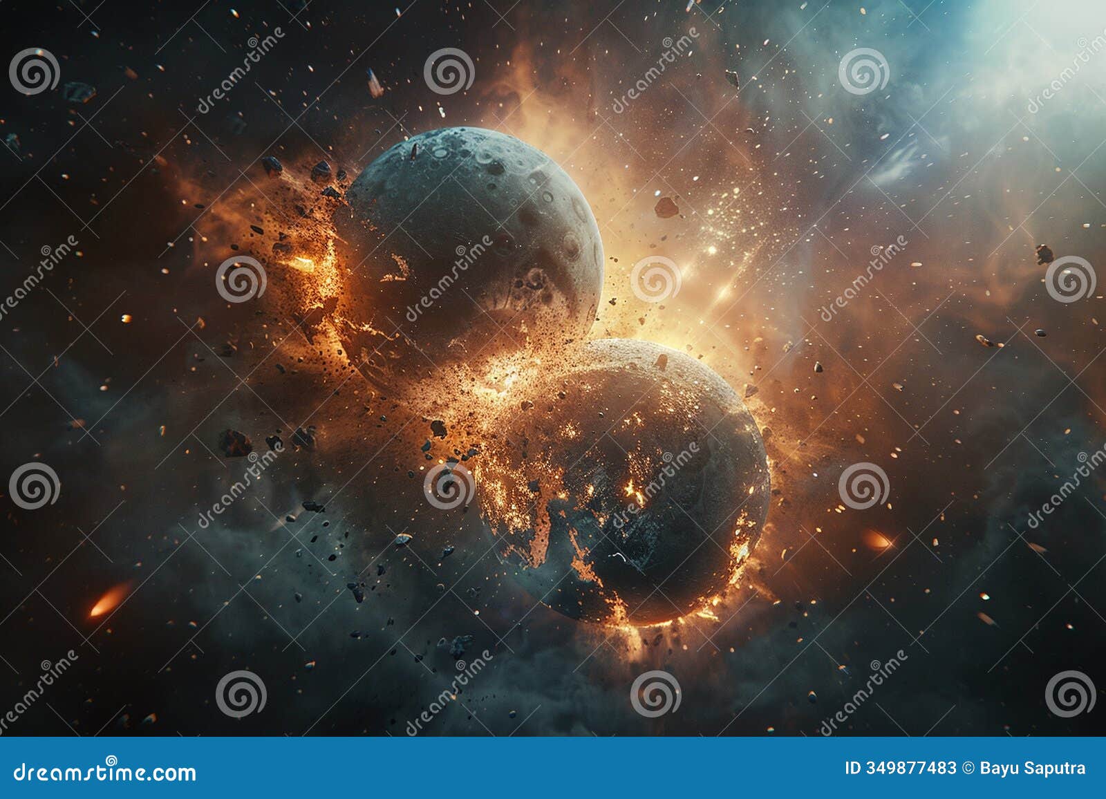 Planets Colliding On A Desert Landscape Royalty-Free Stock Photo ...