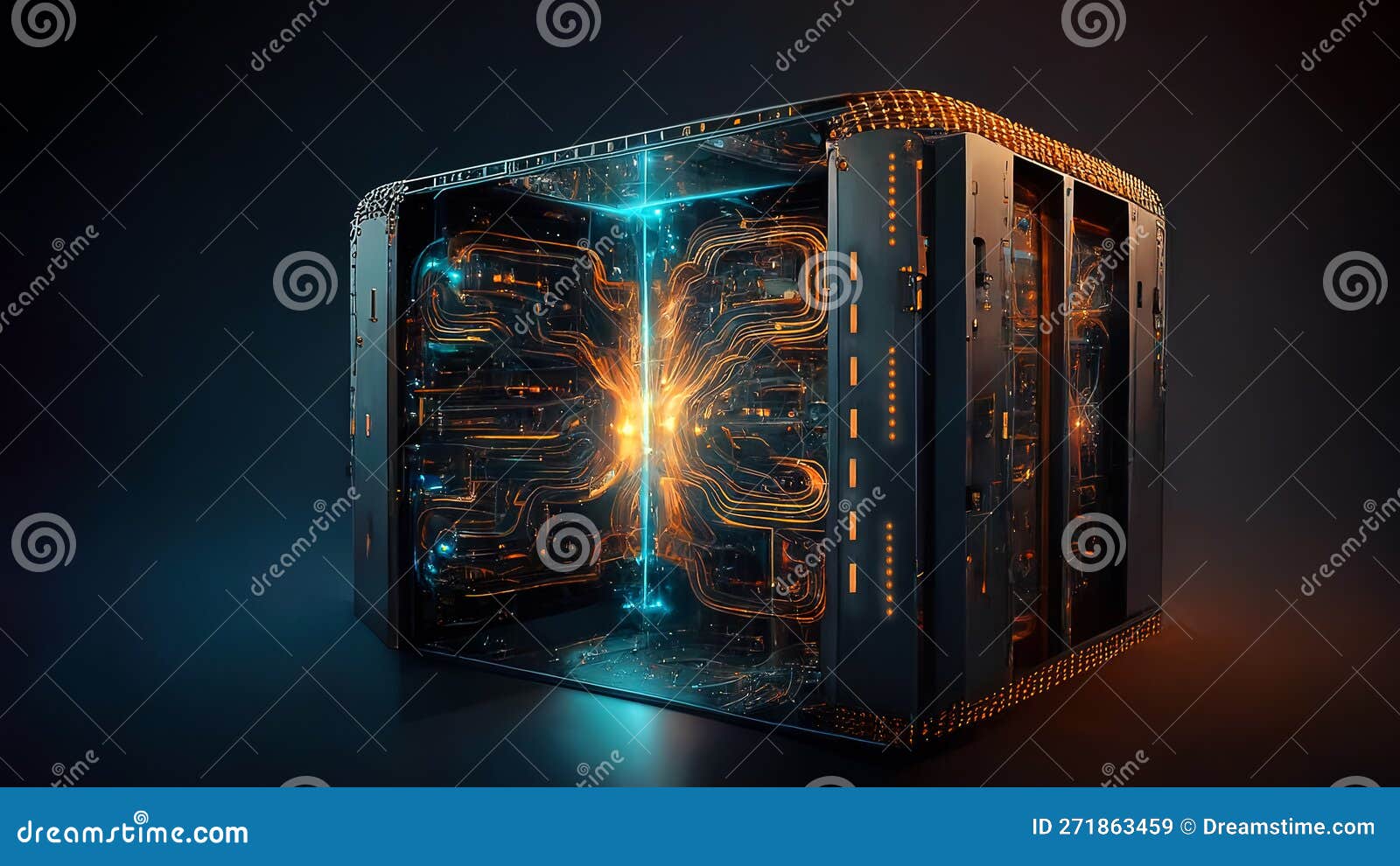 AI Generative Illustration of Quantum Computing Stock Illustration ...