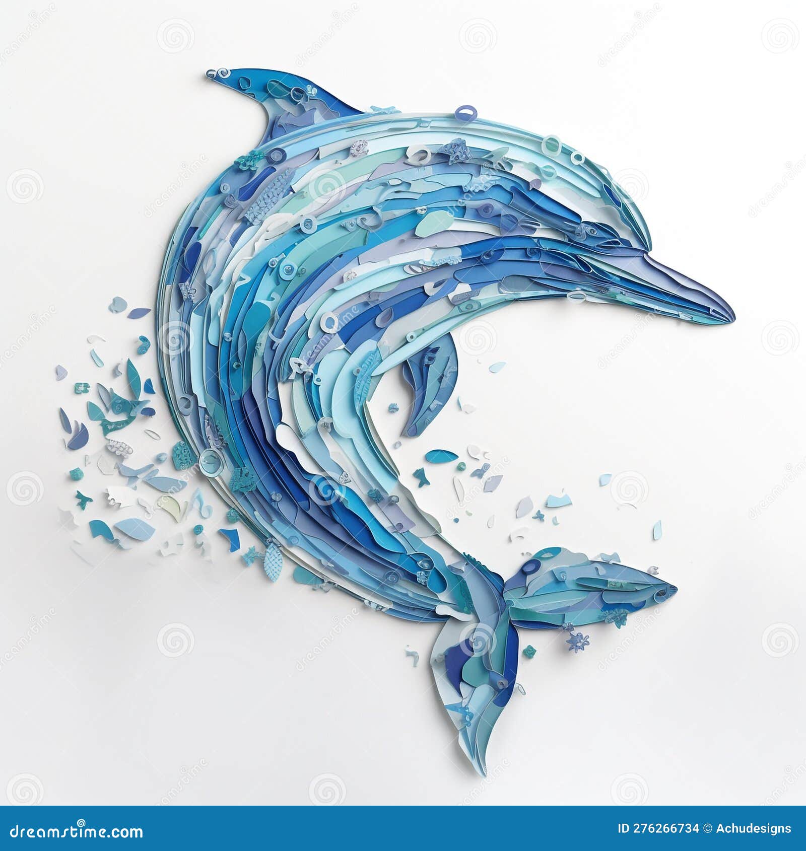 A Dolphin Created Using Layers of Torn Paper Stock Illustration ...