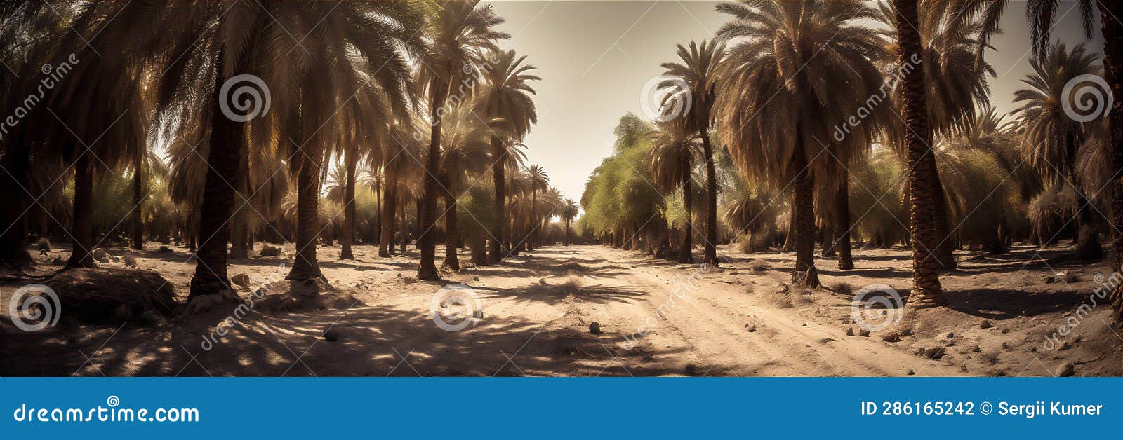 AI Generative Image of Oasis in the Desert with Lushing Tall Palm Trees ...