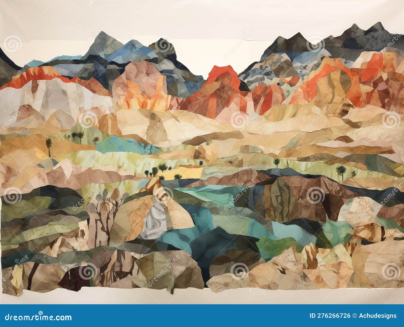 A Desert Landscape with Torn Paper8 Stock Illustration - Illustration ...