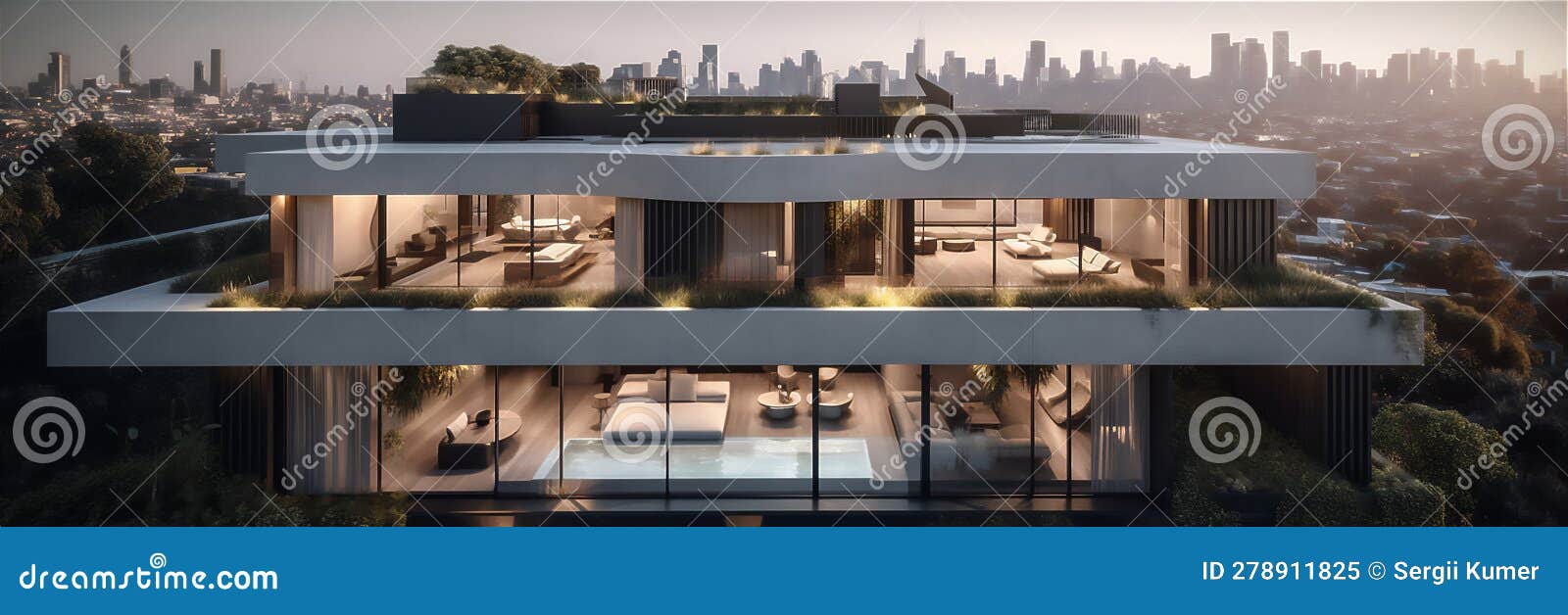 AI Generative Image of Sprawling Multi-level Mansion with Modern Design ...