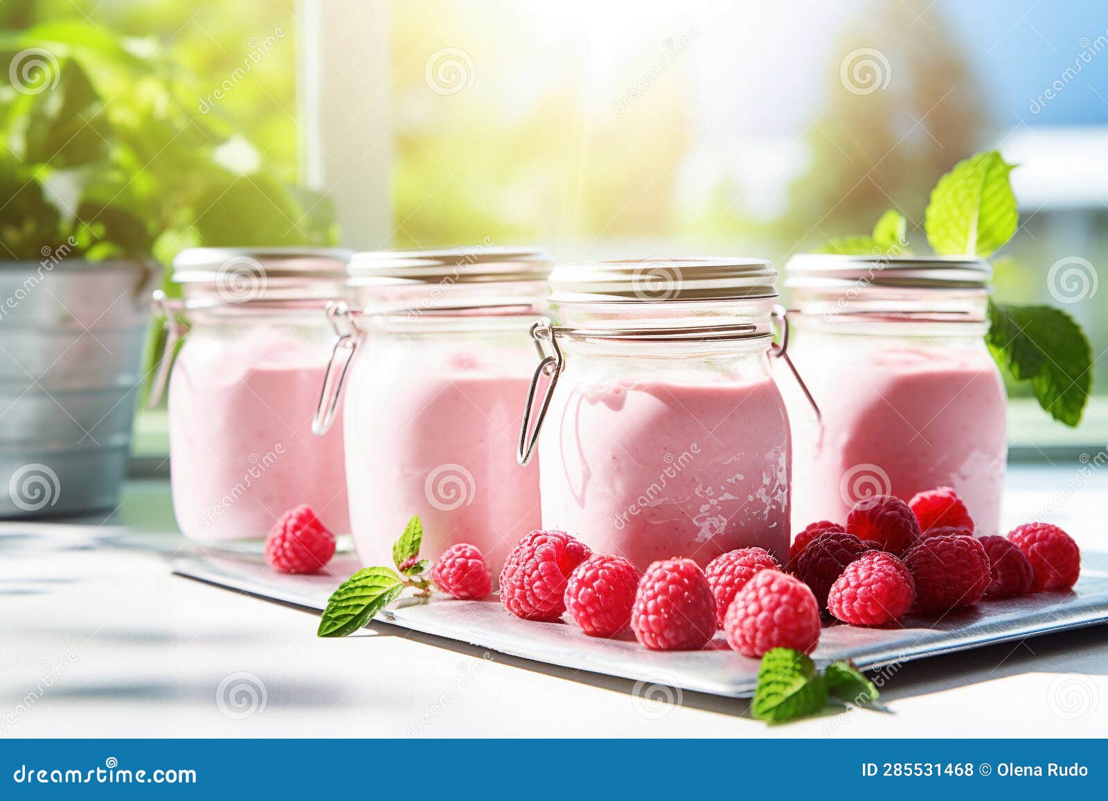 Raspberry Yogurt Vector Realistic. Product Placement Mock Up. Fresh ...