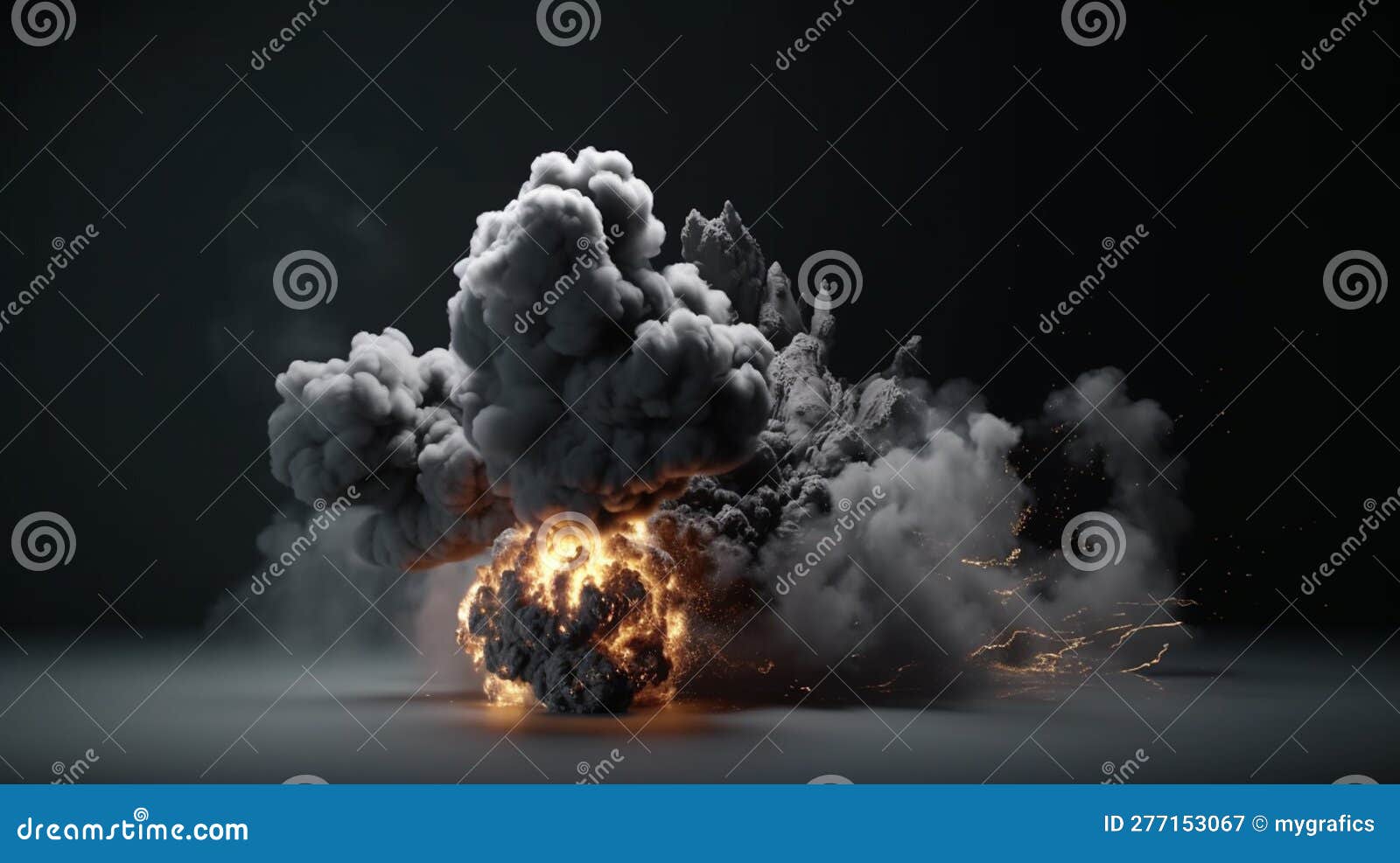 AI Generative a Large Explosion with a White Cloud and Smoke Coming Out ...