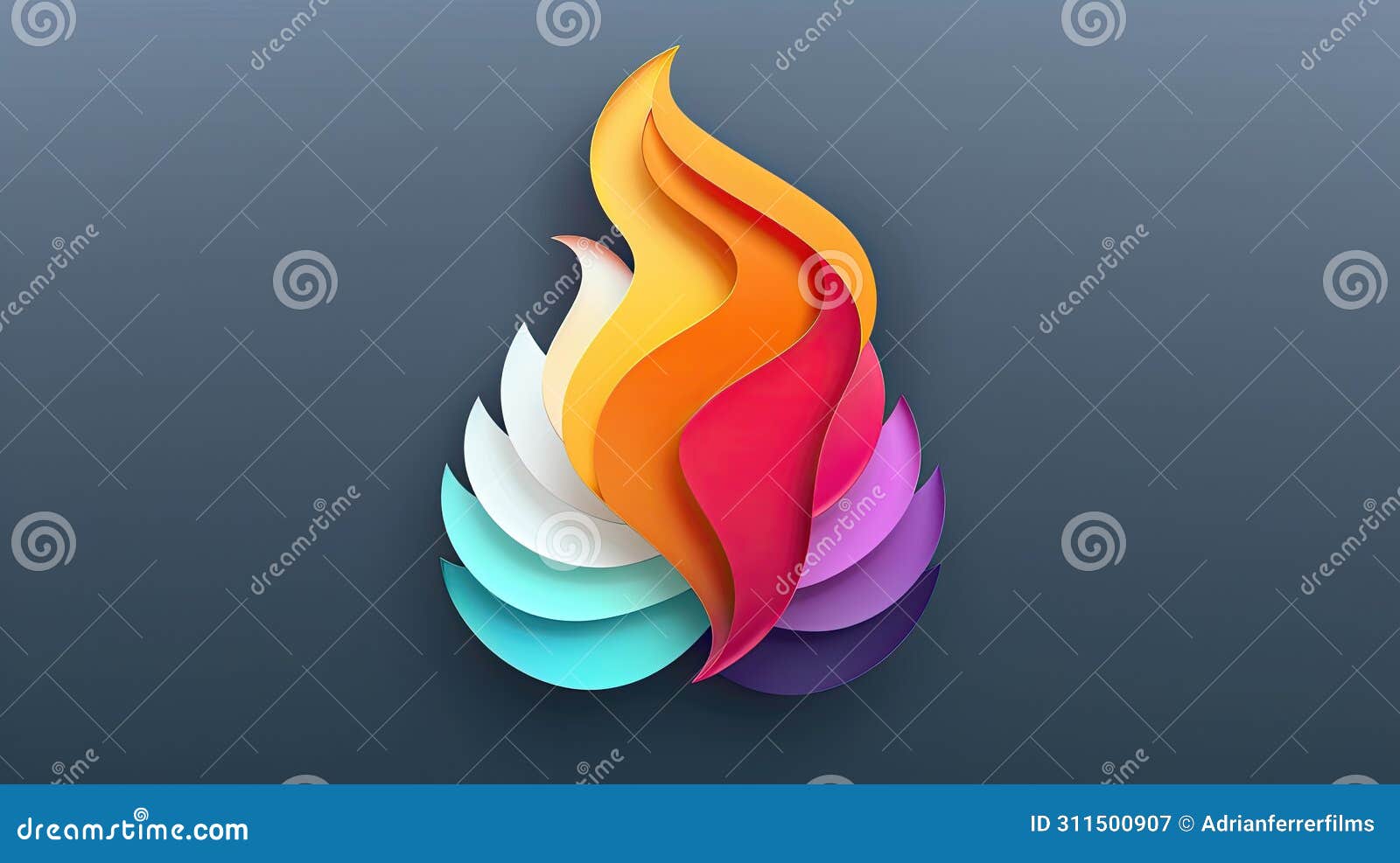 Layered Flame Design with Gradient from Blue To Red. Stock Illustration ...