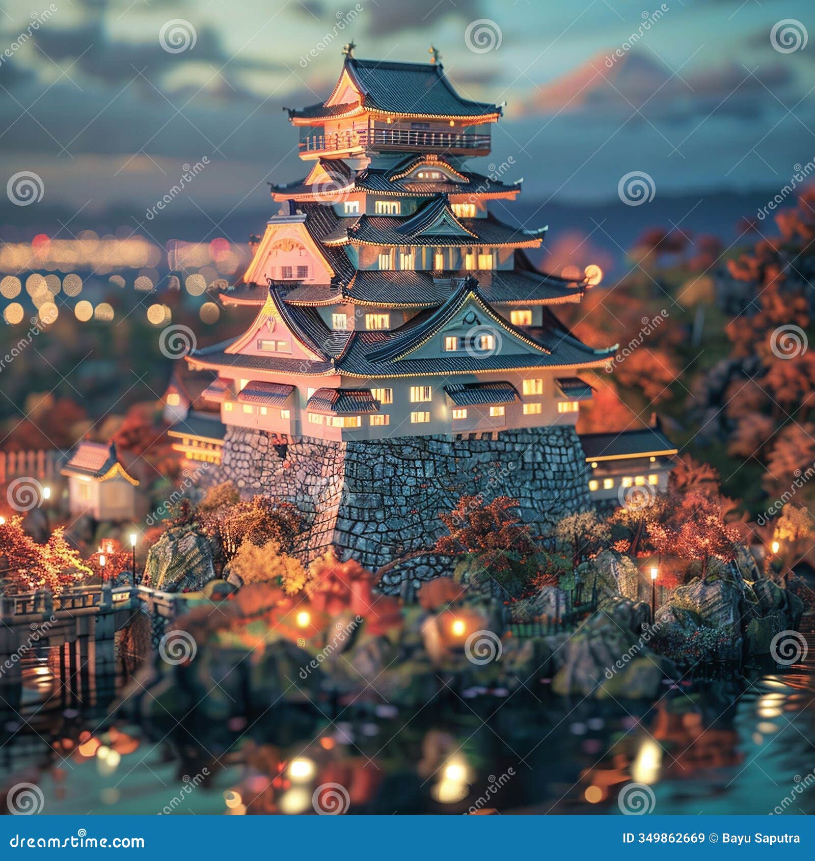 Ai Generative Miniature Model of Japanese Castle Stock Image - Image of ...
