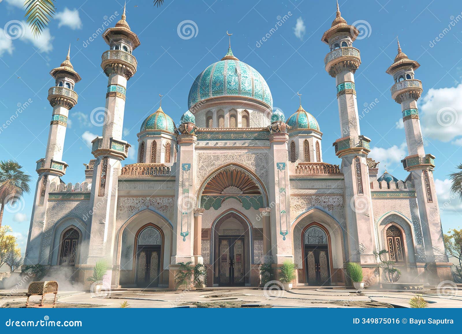 Generative AI Mosque: A Minimalist 3D Render Of Islamic Architecture ...