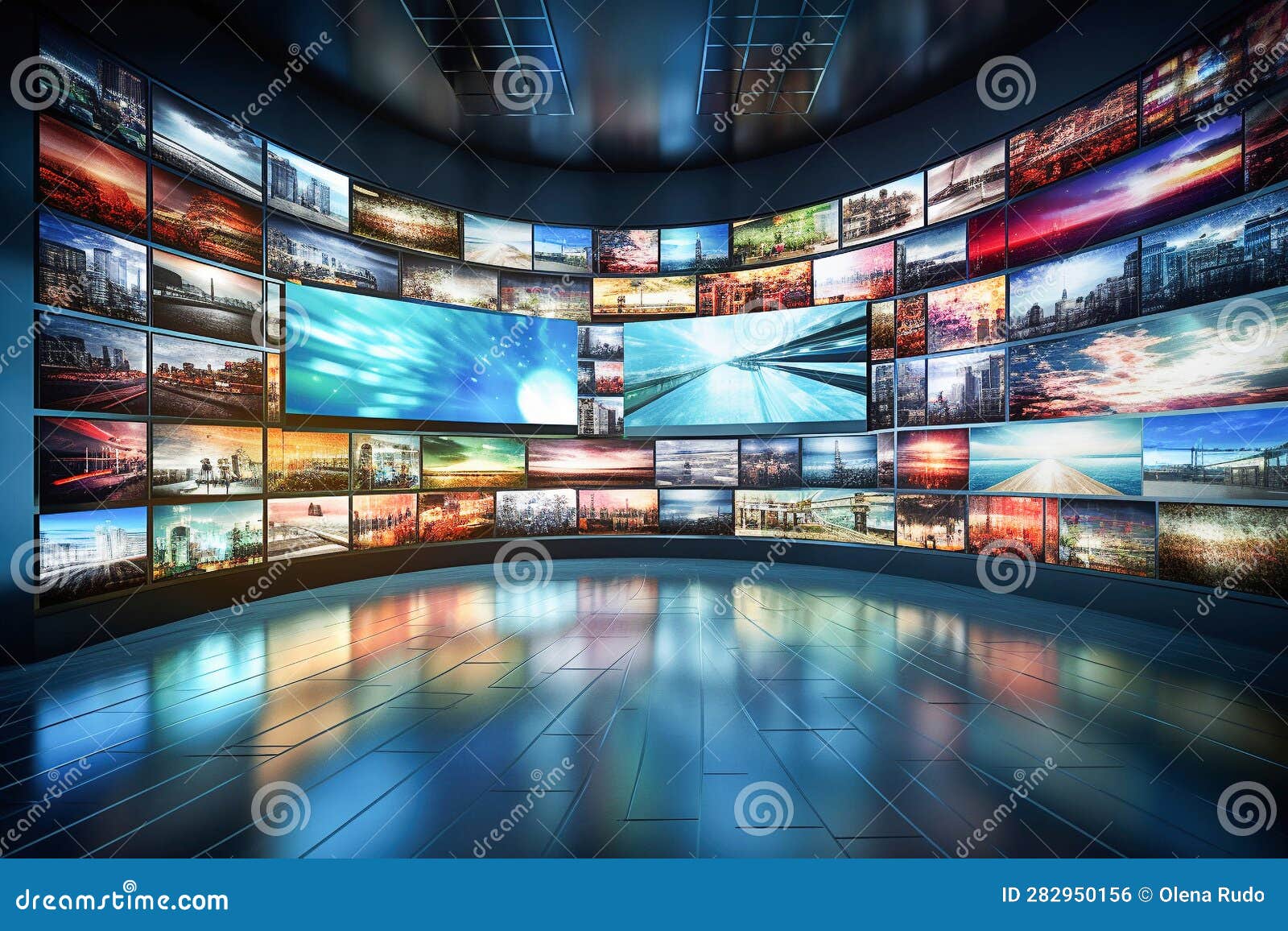 Ai Generative. Multimedia Images on Different Television Screens Stock ...