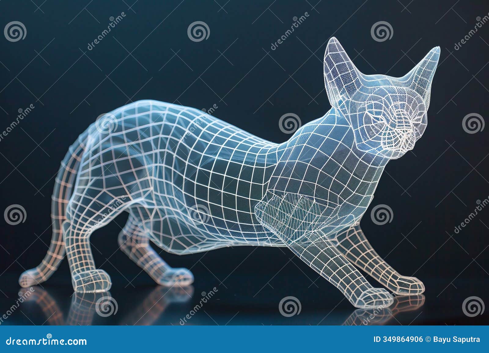 Ai Generative Neon Grid Cat Model Stock Illustration - Illustration of ...