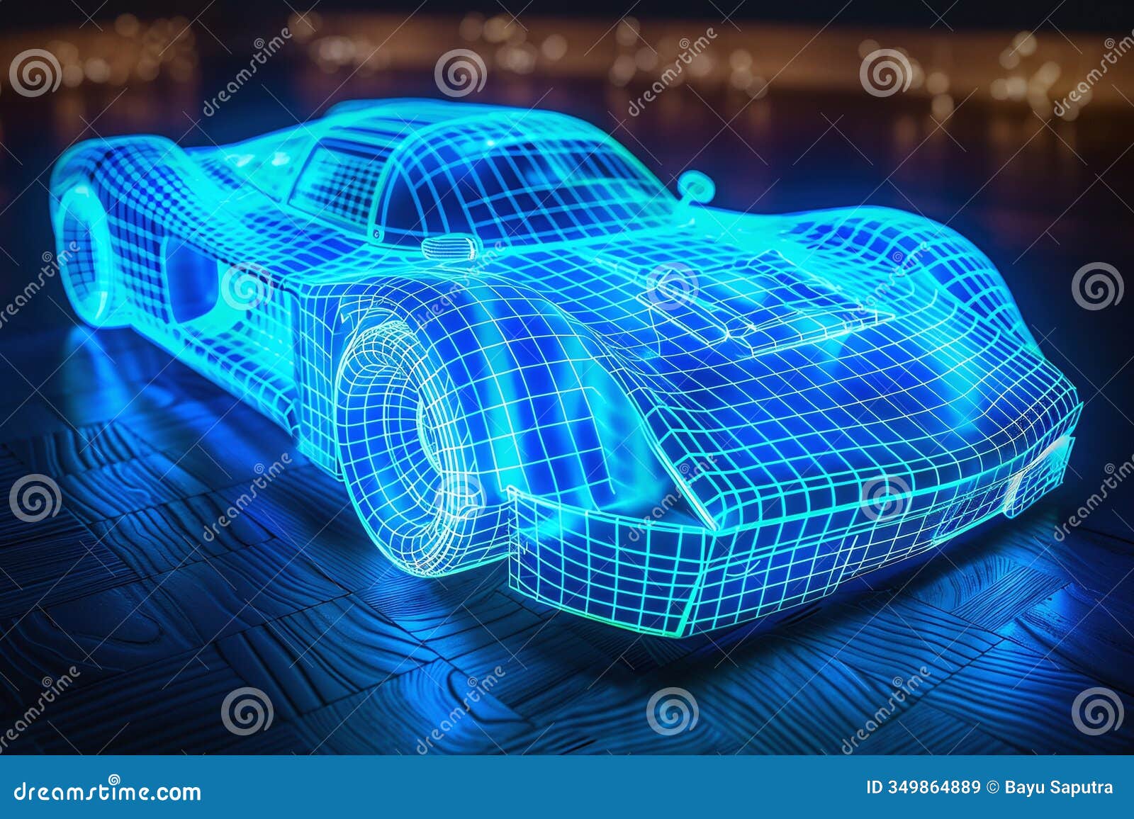Ai Generative Neon Grid Model of Car Stock Image - Image of landscape ...