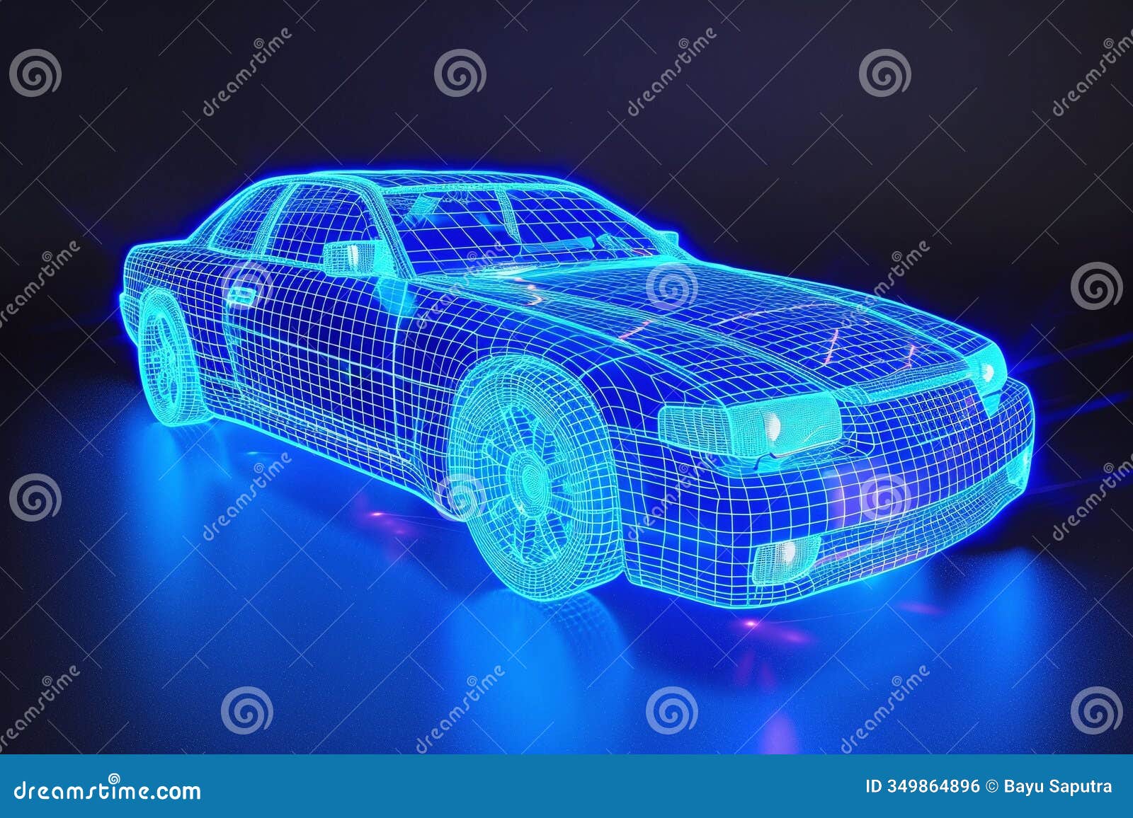 Ai Generative Neon Grid Model of Car Stock Photo - Image of party ...