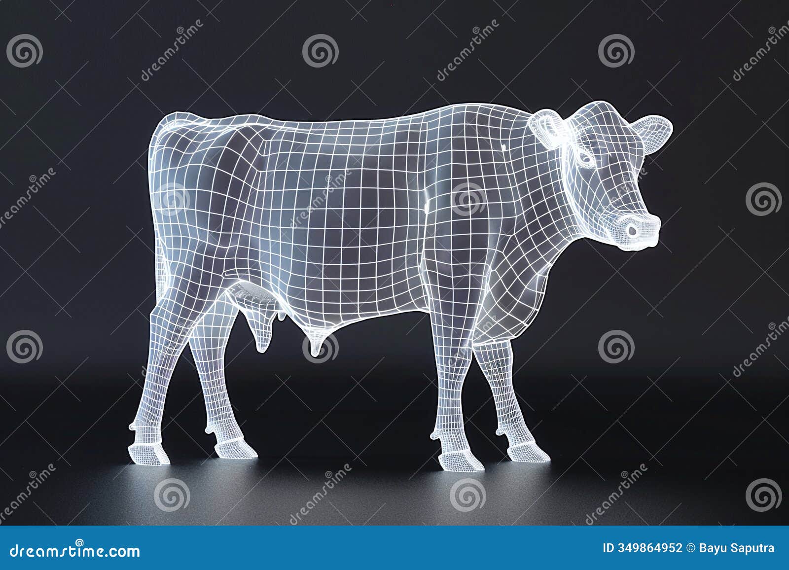 Ai Generative Neon Grid Model of Cow Stock Photo - Image of decoration ...