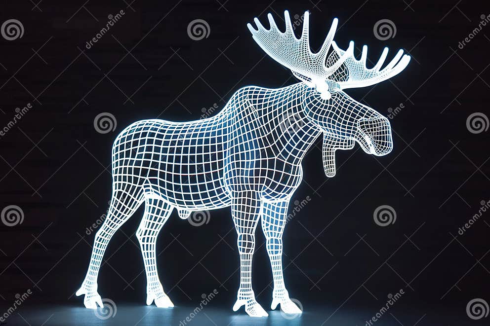 Ai Generative Neon Line of Moose Shape Stock Illustration ...