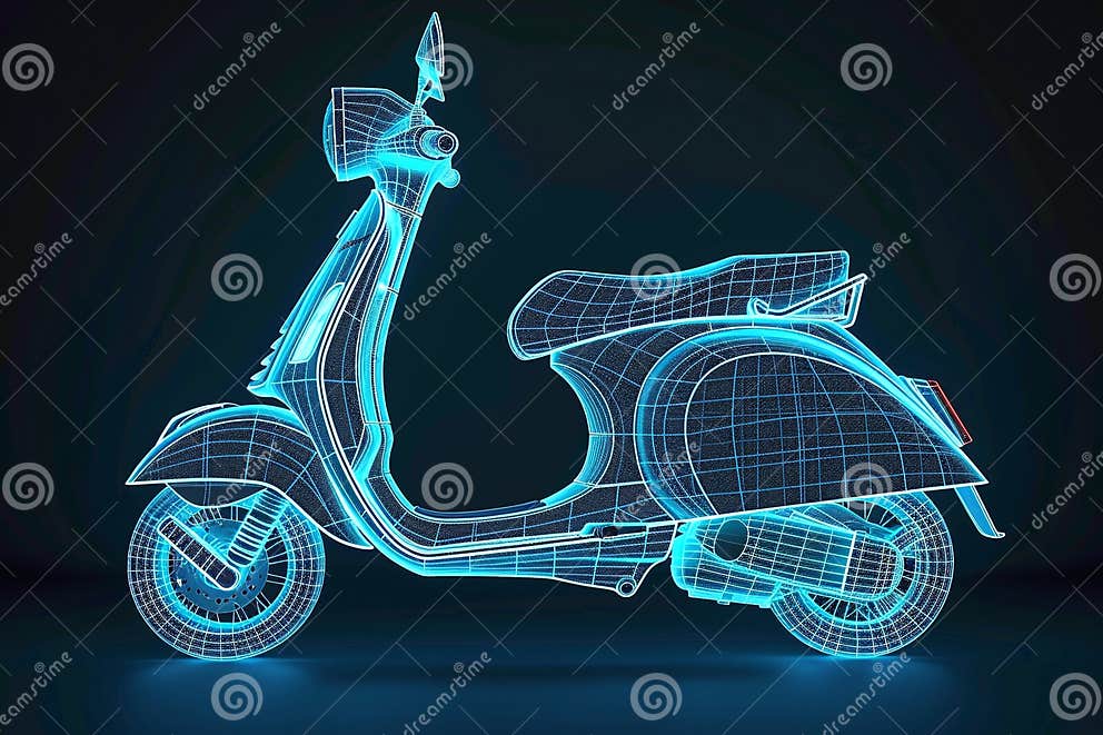 Ai Generative Neon Line of Scooter Shape Stock Illustration ...
