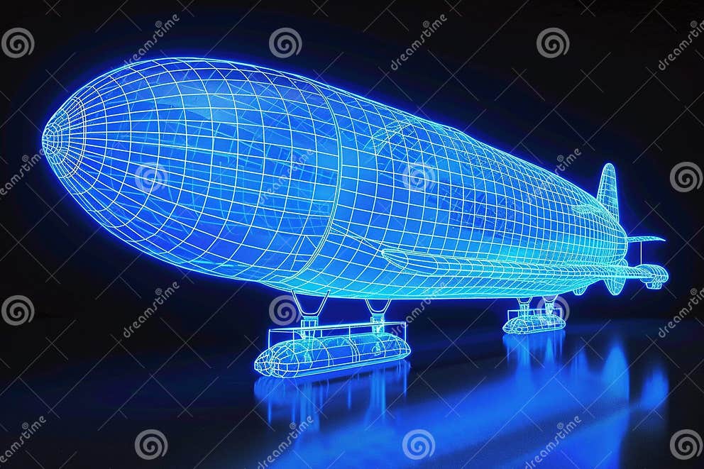 Ai Generative Neon Line of Zeppelin Shape Stock Image - Image of ...