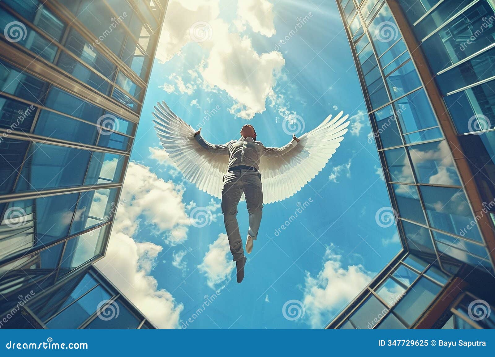 Ai Generative Office Worker Floating with Wings Stock Illustration ...