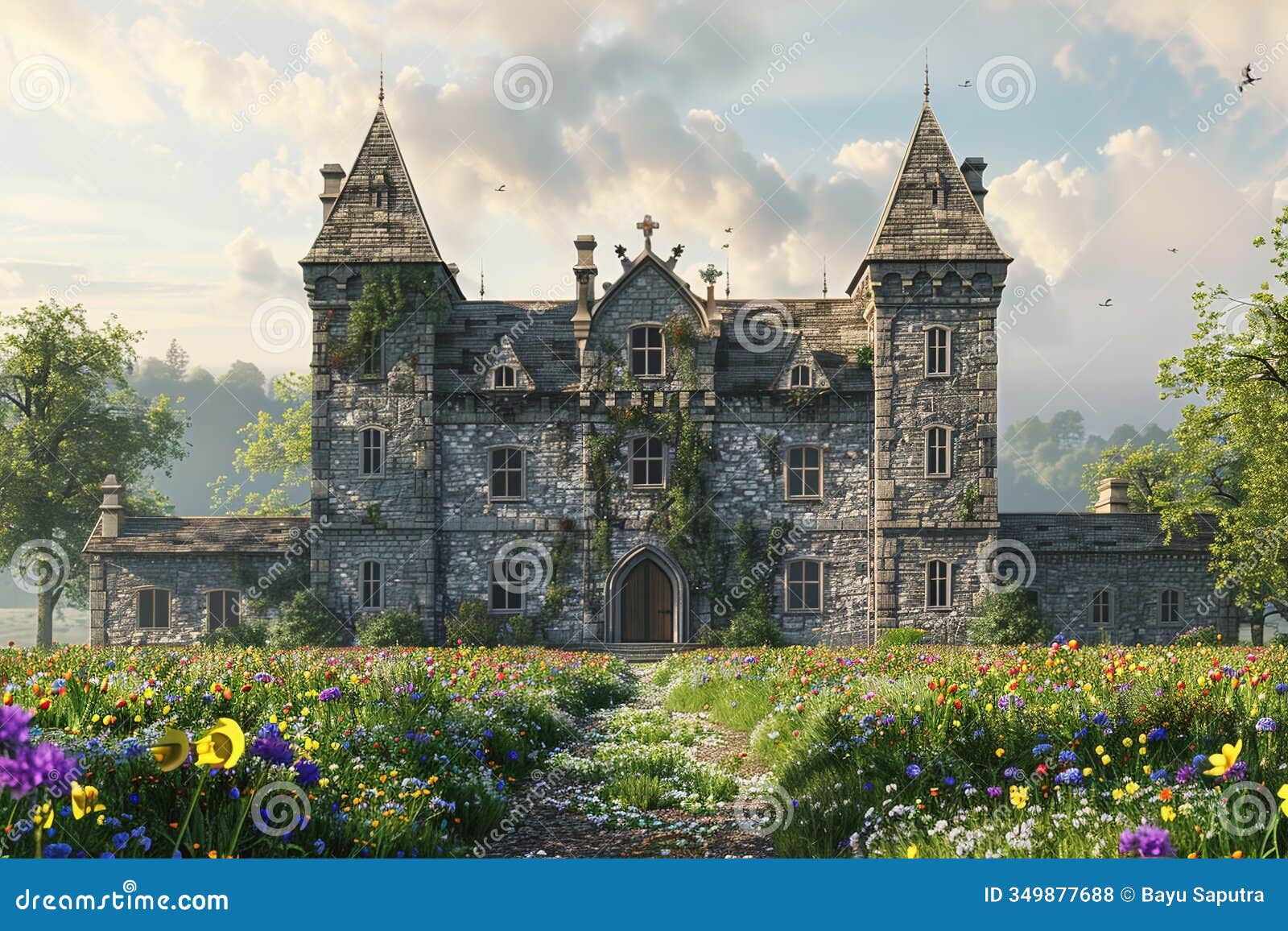 Ai Generative Old England Style Castle Palace Building Stock ...